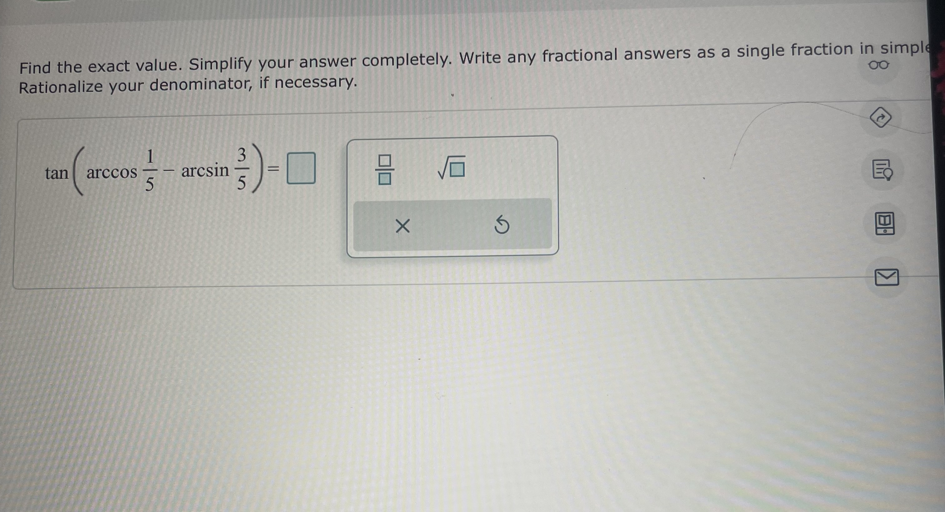 Solved Find the exact value. Simplify your answer | Chegg.com