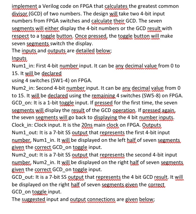 Solved implement a Verilog code on FPGA that calculates the | Chegg.com