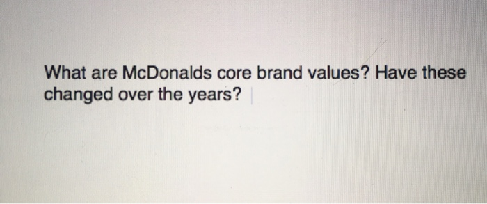 Solved What are McDonalds core brand values? Have these | Chegg.com