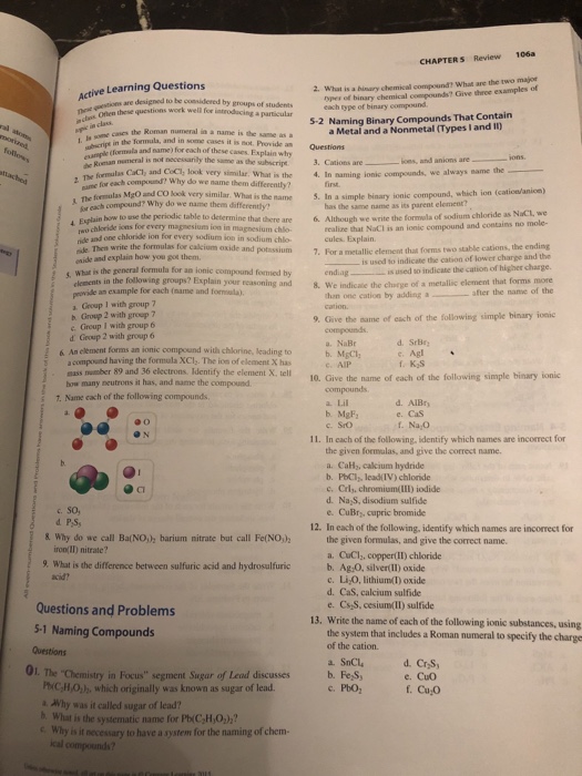 Solved CHAPTERS Review 106a What is a binary chemical | Chegg.com