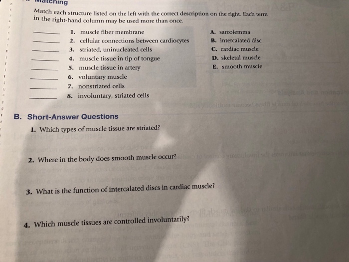 Solved dlatching Match each structure listed on the left | Chegg.com