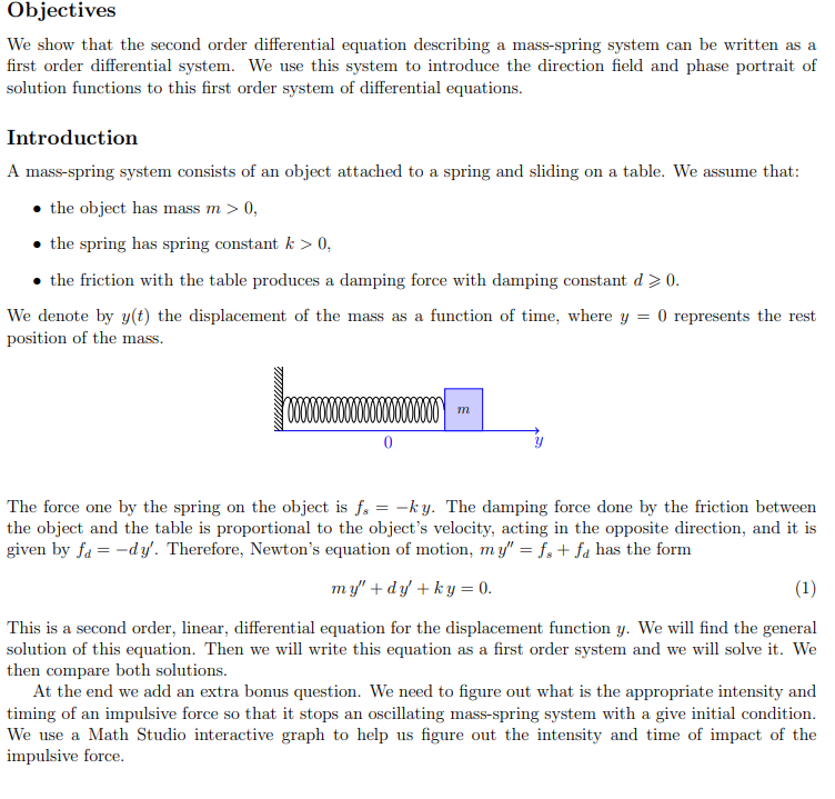 Solved Objectives We show that the second order differential | Chegg.com