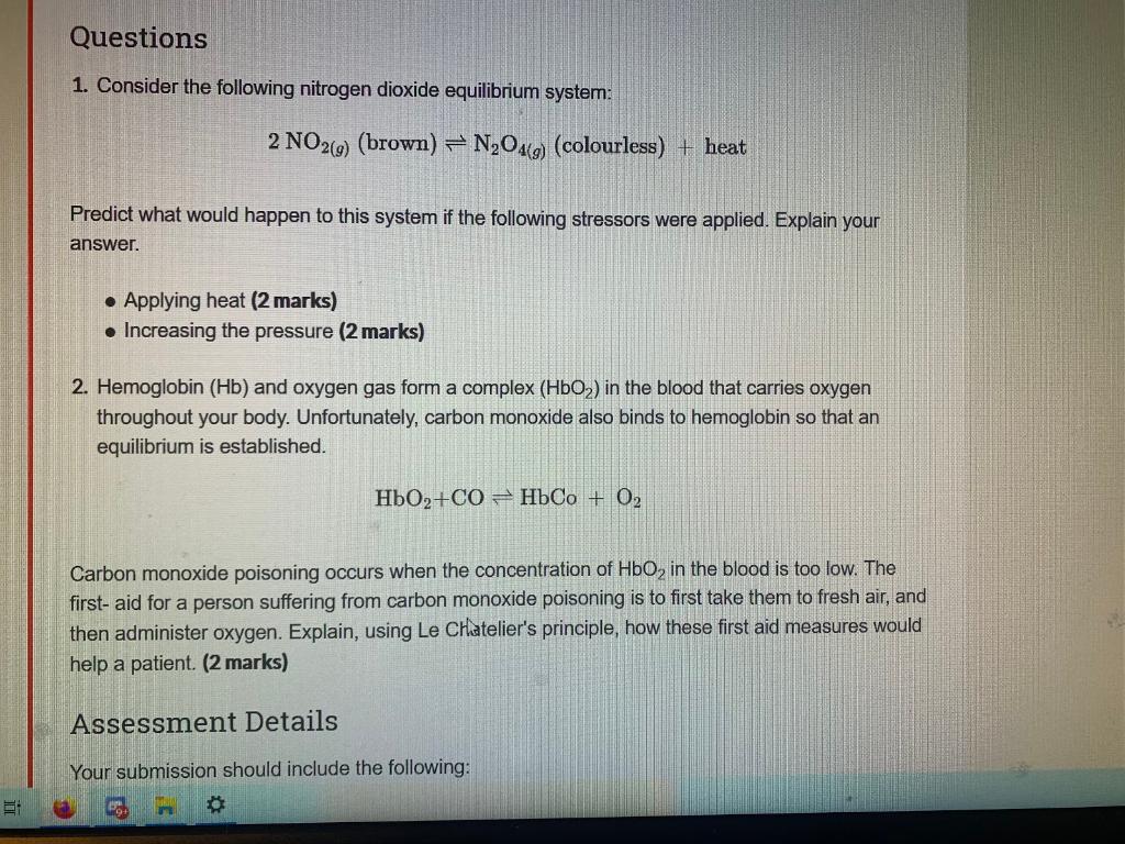 Solved Questions 1. Consider the following nitrogen dioxide | Chegg.com