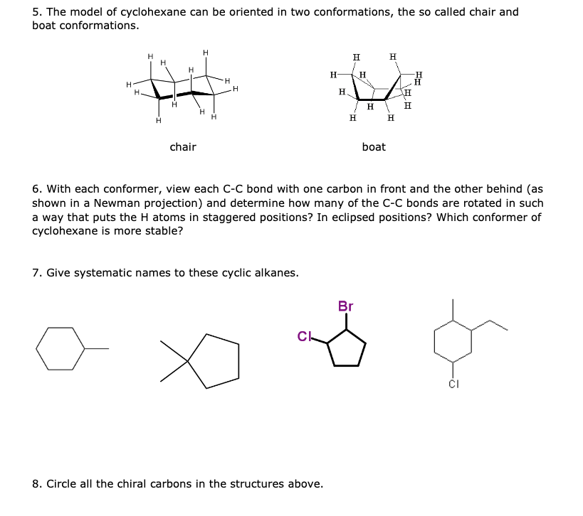 Solved 5. The model of cyclohexane can be oriented in two | Chegg.com