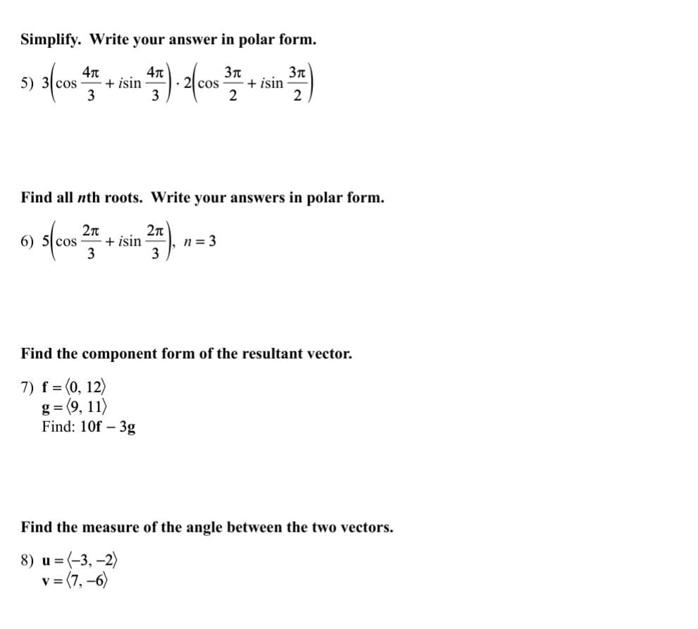 Solved Simplify. Write your answer in polar | Chegg.com