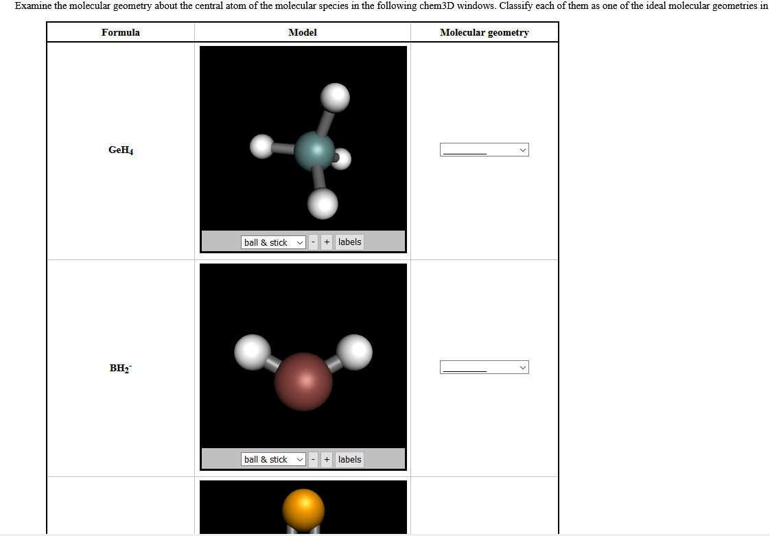 Solved Examine the molecular geometry about the central atom | Chegg.com
