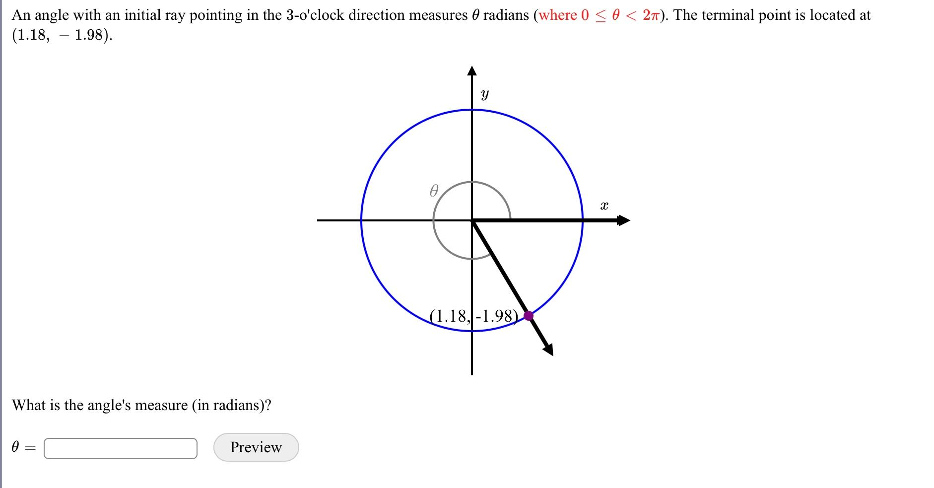 Solved An angle with an initial ray pointing in the | Chegg.com