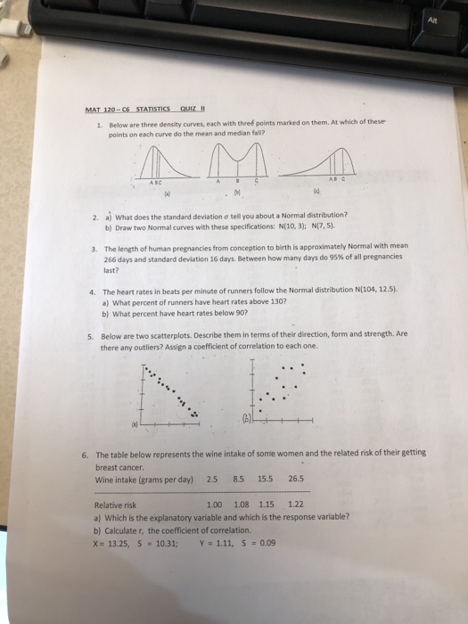 Solved At Below are three density curves, each with threé | Chegg.com