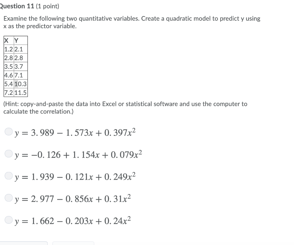 Solved Question 11 (1 point) Examine the following two | Chegg.com