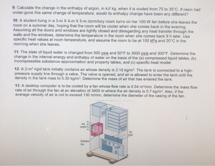 Solved 9: Calculate the change in the enthalpy of argon, in | Chegg.com