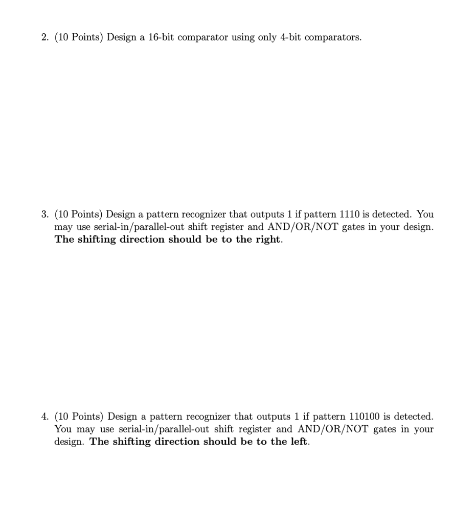 Solved 2. (10 Points) Design a 16-bit comparator using only | Chegg.com