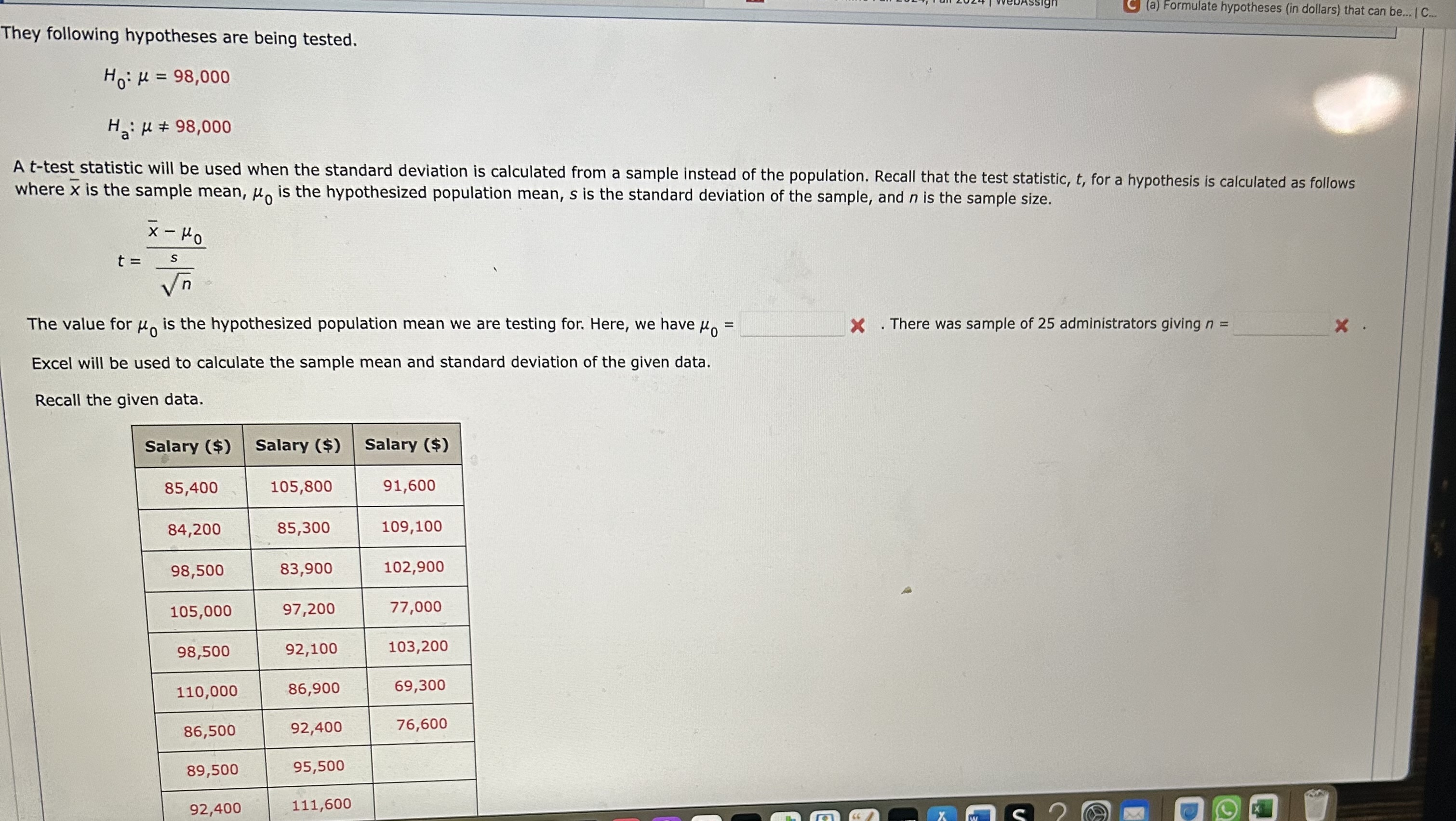 Solved They following hypotheses are being | Chegg.com