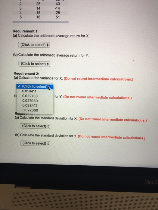 Solved Using the following returns, calculate the arithmetic | Chegg.com