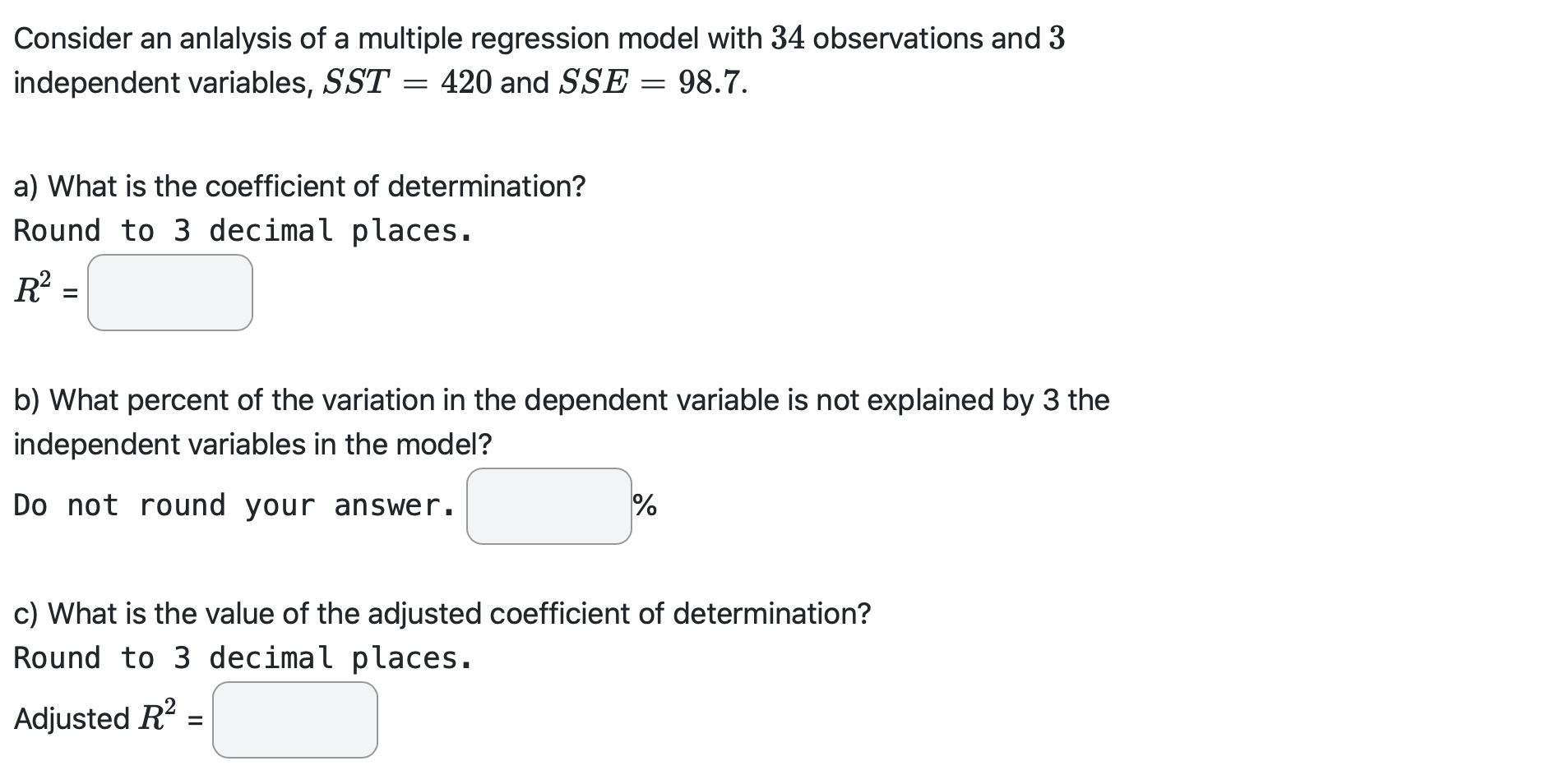 Solved Consider an anlalysis of a multiple regression model | Chegg.com