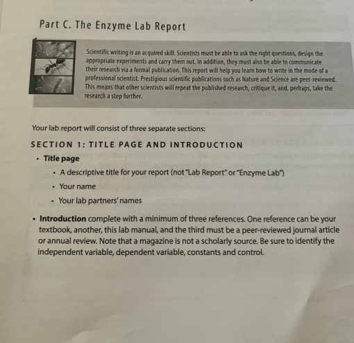 Solved EXERCISE 6 ENZYME ACTIVITY INTRODUCTION Enzymes are | Chegg.com