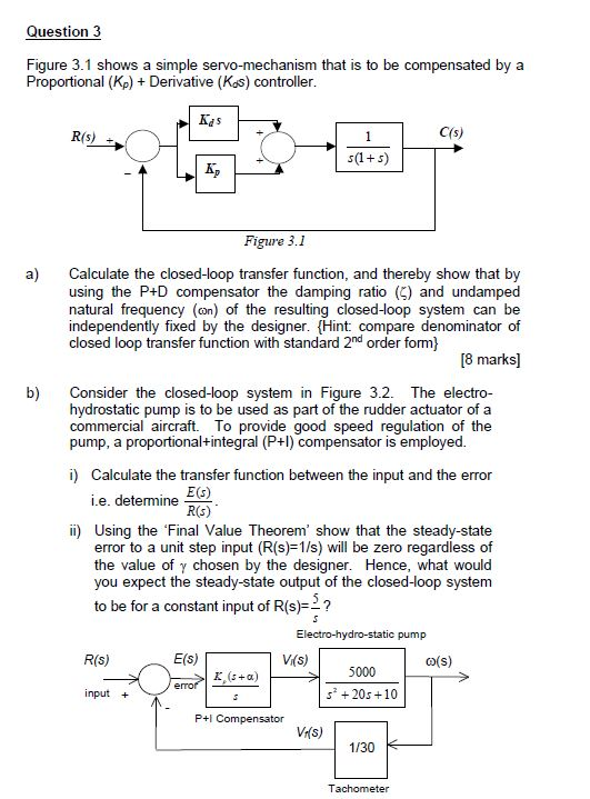 Solved Question 3 Figure 3.1 shows a simple servo-mechanism | Chegg.com