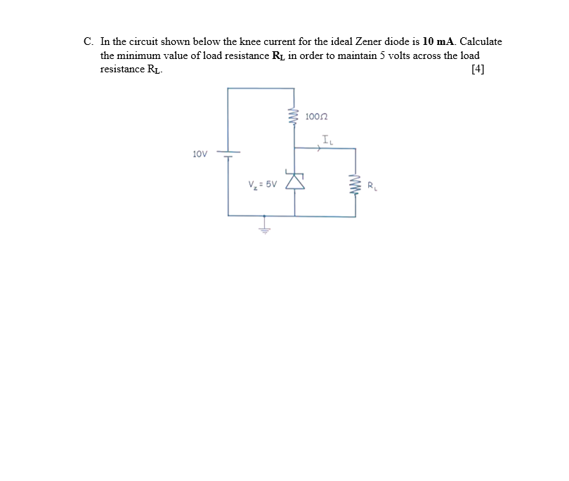 Solved C. In the circuit shown below the knee current for | Chegg.com