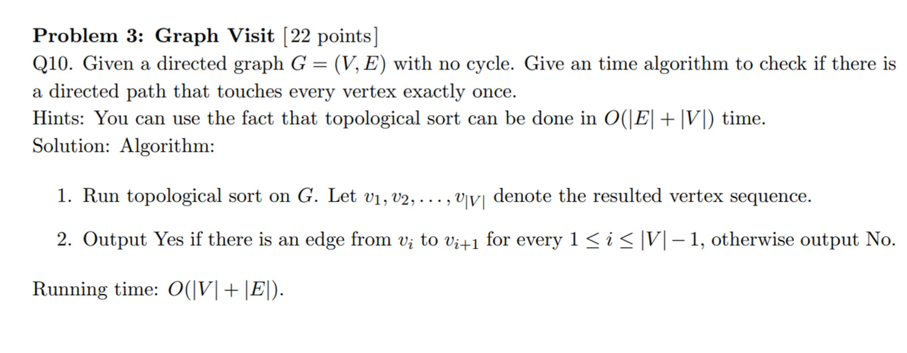 Solved Can someone explain why the running time is : O(|V| + | Chegg.com