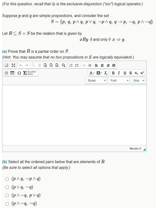 Solved (For this question, recall that ⊕ is the exclusive | Chegg.com