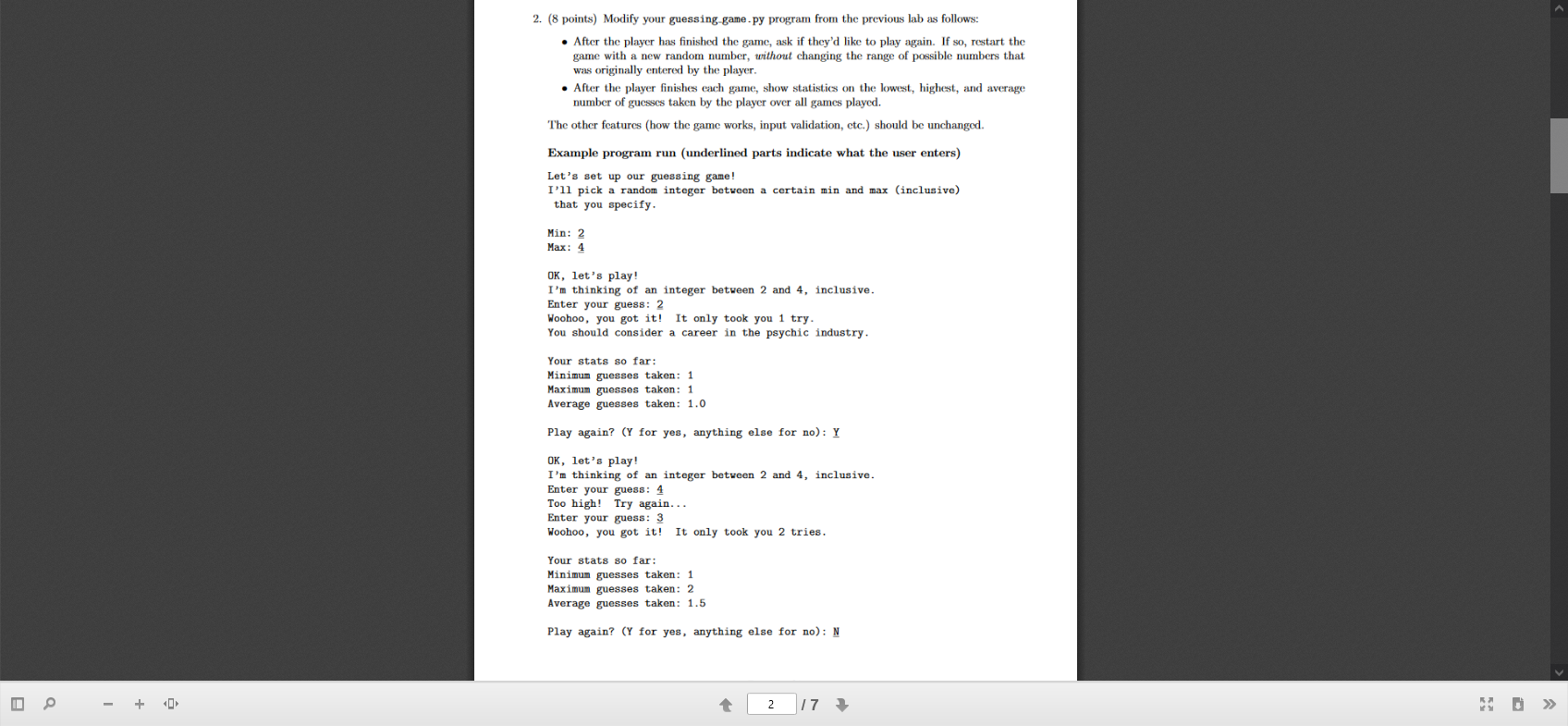 Solved My guessing game code: #Import random to generate | Chegg.com