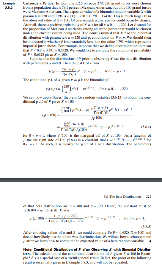 Solved Example 5.8.3 Castaneda v. Partida. In Example 5.2.6 | Chegg.com