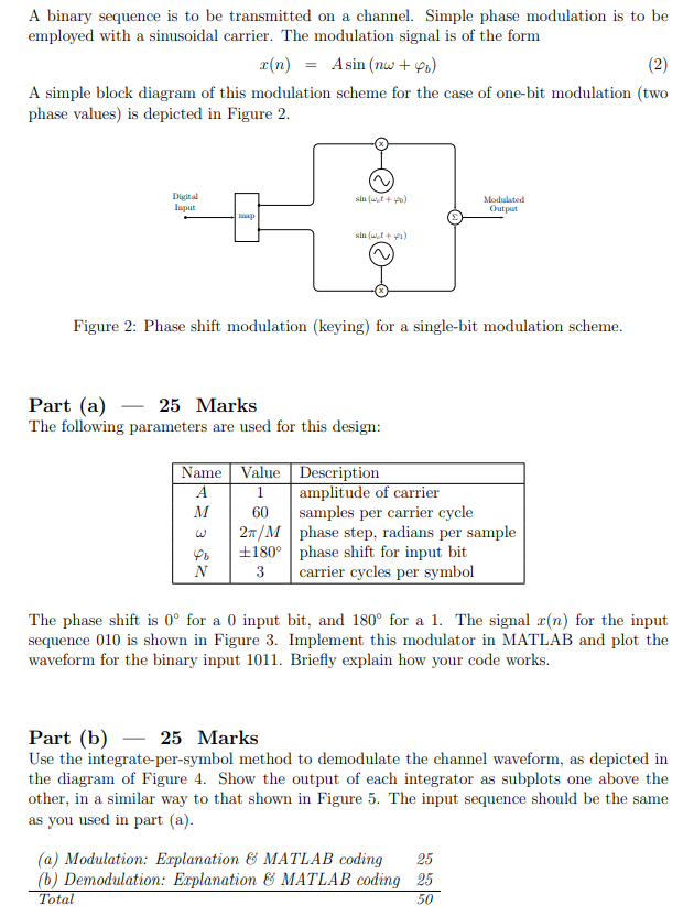 A binary sequence is to be transmitted on a channel. | Chegg.com