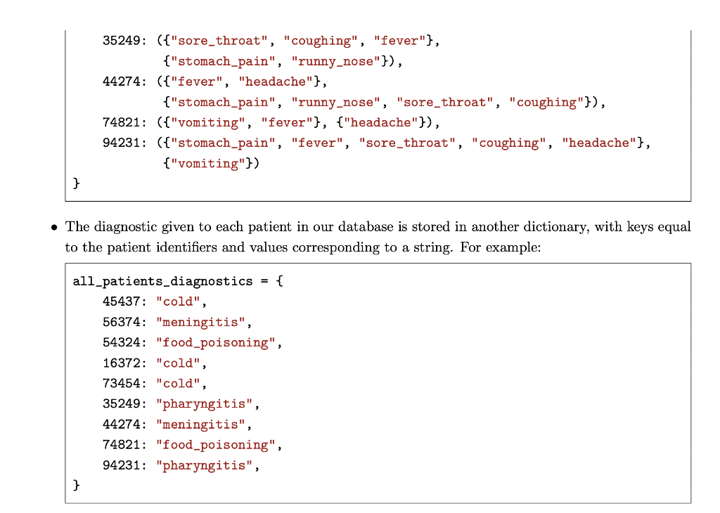 Solved Medical Diagnostics (50 points] Filename: medical | Chegg.com