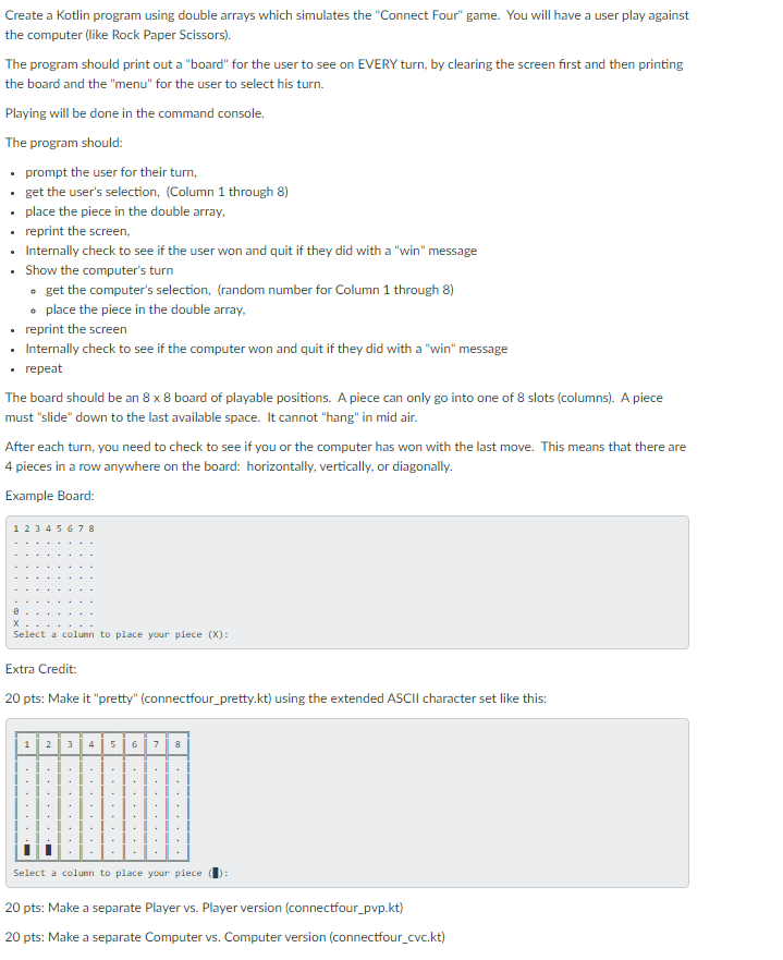 Solved Create a Kotlin program using double arrays which | Chegg.com
