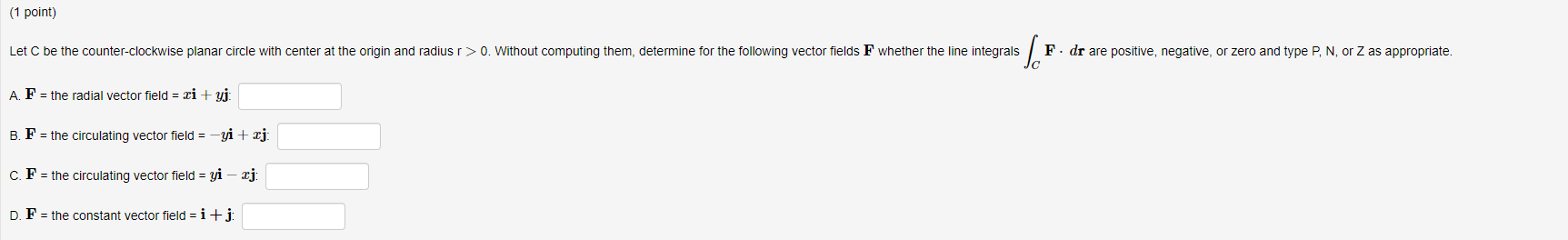 Solved (1 point) Let C be the counter-clockwise planar | Chegg.com