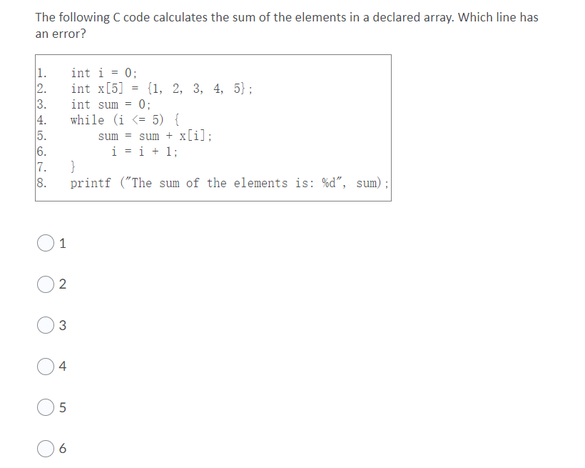 Solved The following C code calculates the sum of the | Chegg.com