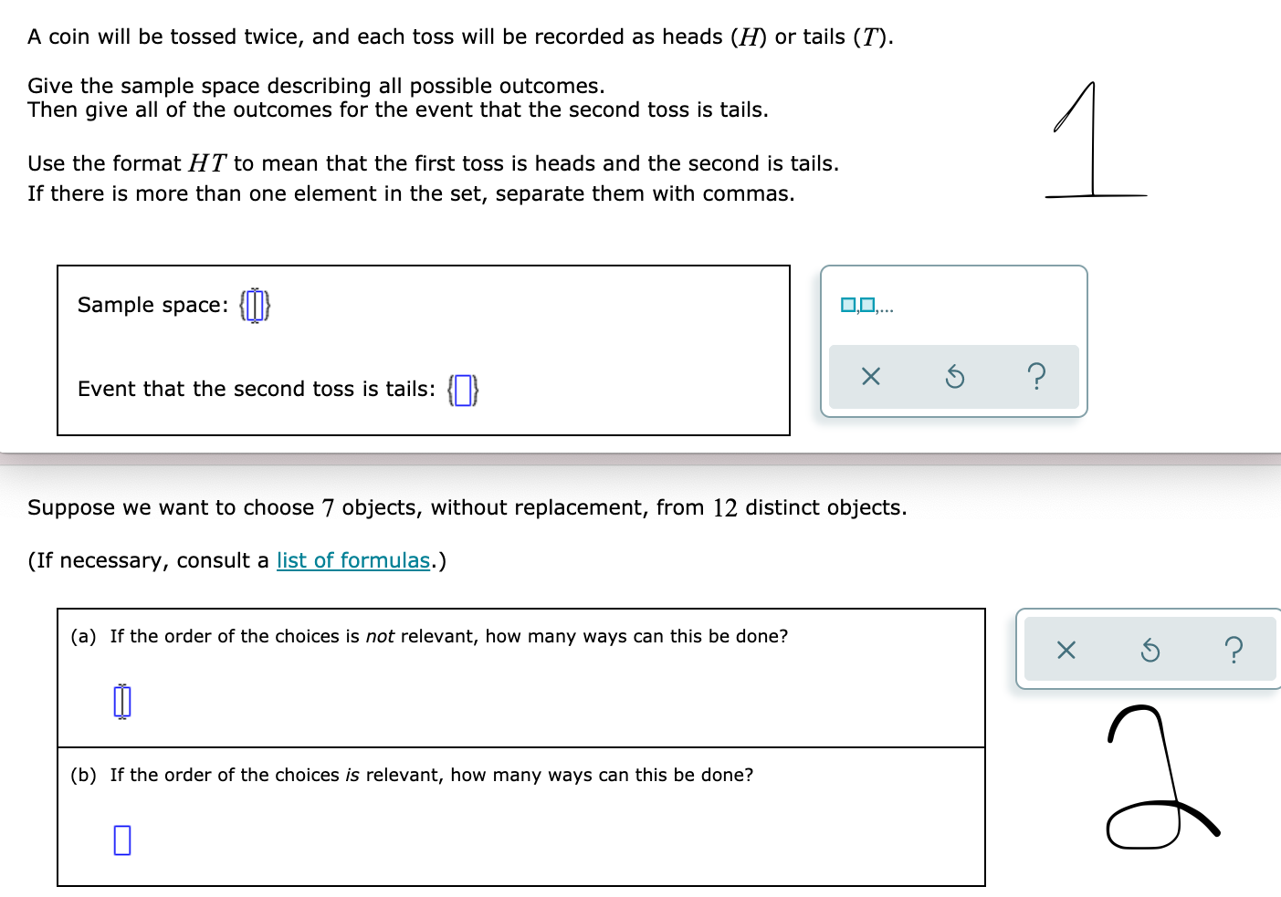 Solved A coin will be tossed twice, and each toss will be | Chegg.com