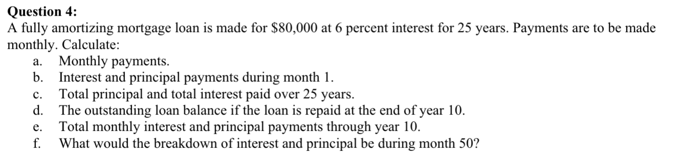 Solved A fully amortizing mortgage loan is made for $80,000 | Chegg.com