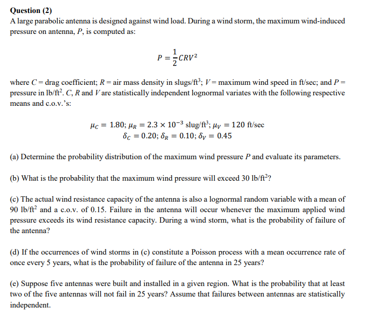 Solved Question (2) A large parabolic antenna is designed | Chegg.com