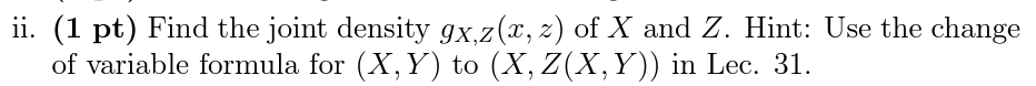 Solved (5 pts) The joint distribution of two random variable | Chegg.com