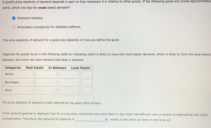 Solved 1. Determinants of the price elasticity of demand | Chegg.com Solved 1. Determinants of the price elasticity of demand | Chegg.com