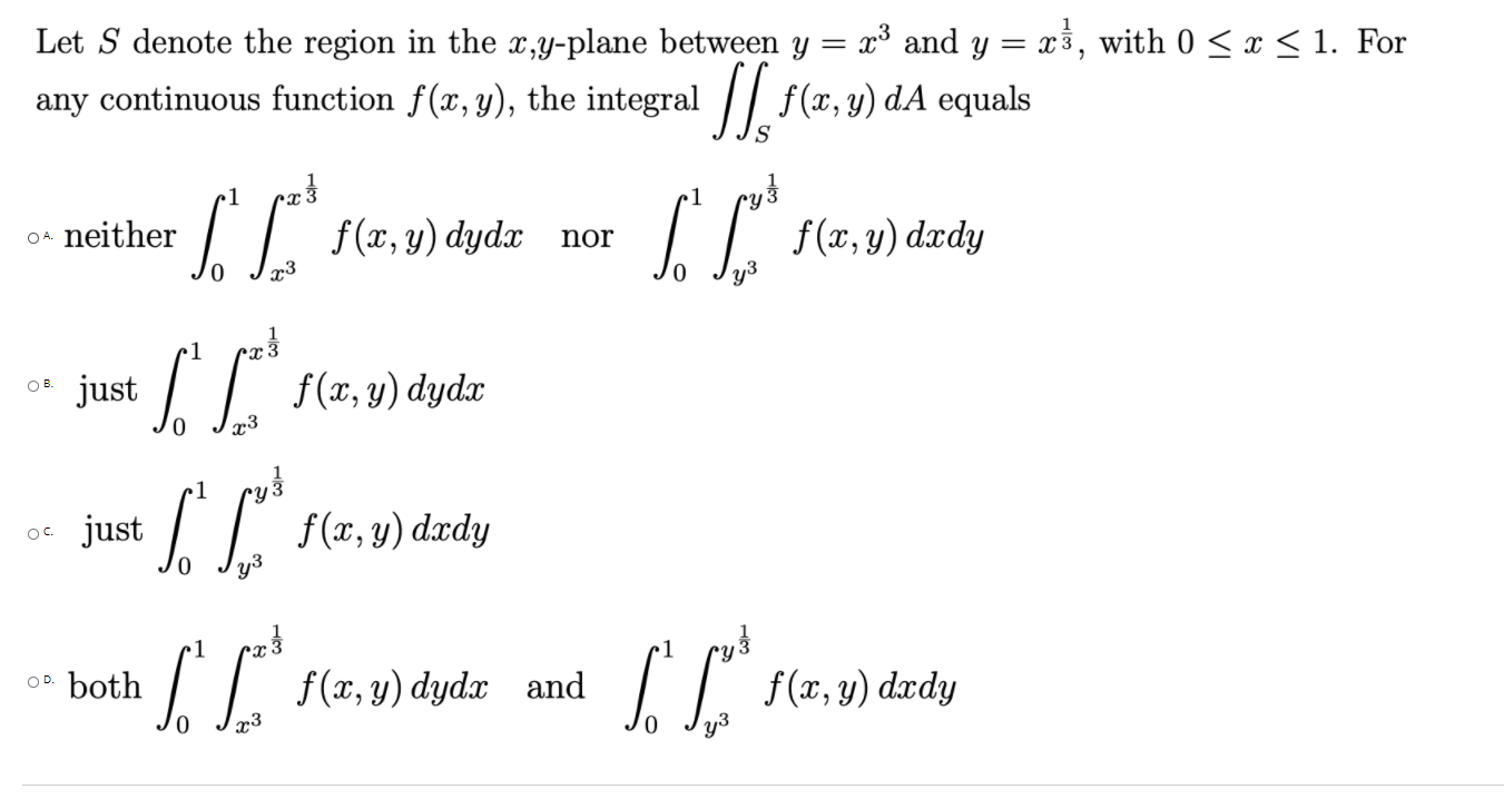 Solved Let S denote the region in the x,y-plane between y = | Chegg.com