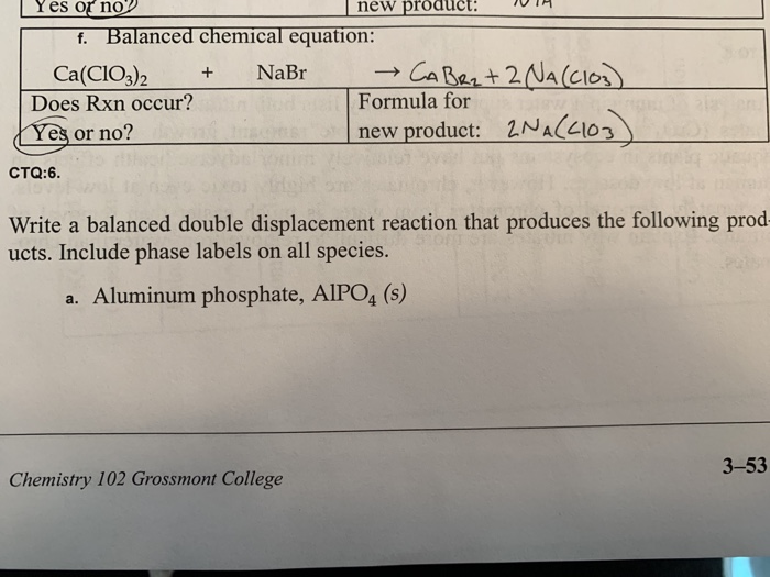 Solved Yes or no | new product: t. Balanced chemical | Chegg.com