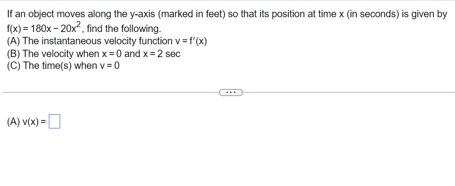 Solved If an object moves along the y-axis (marked in feet) | Chegg.com