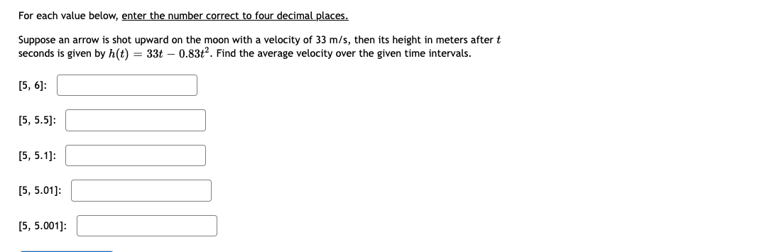 Solved For each value below, enter the number correct to | Chegg.com