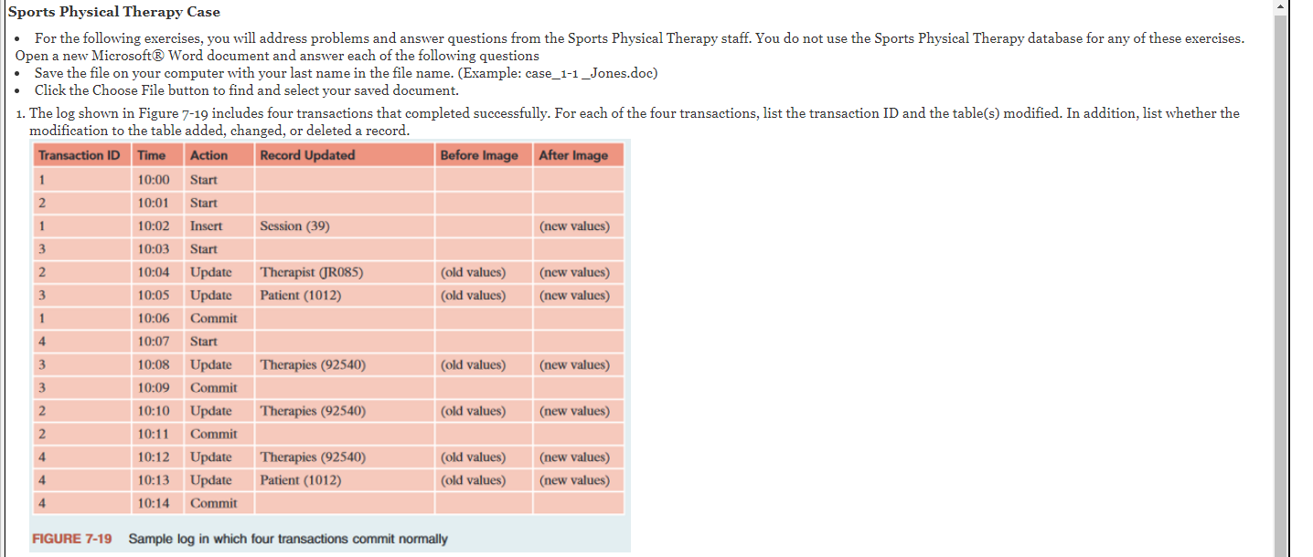 Sports Physical Therapy Case For the following | Chegg.com
