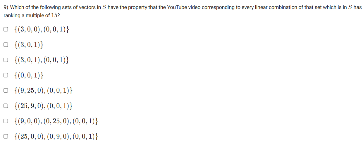 Solved For each video on YouTube, consider the vector | Chegg.com