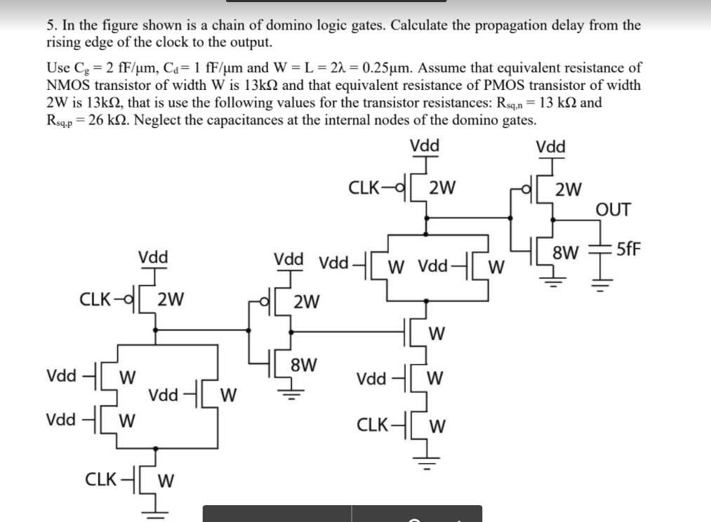 Solved 5. In the figure shown is a chain of domino logic | Chegg.com