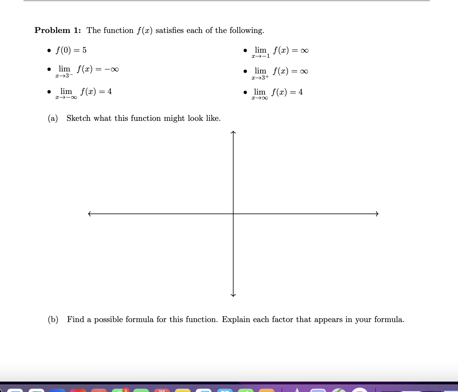 Solved Problem 1: The function f(x) satisfies each of the | Chegg.com