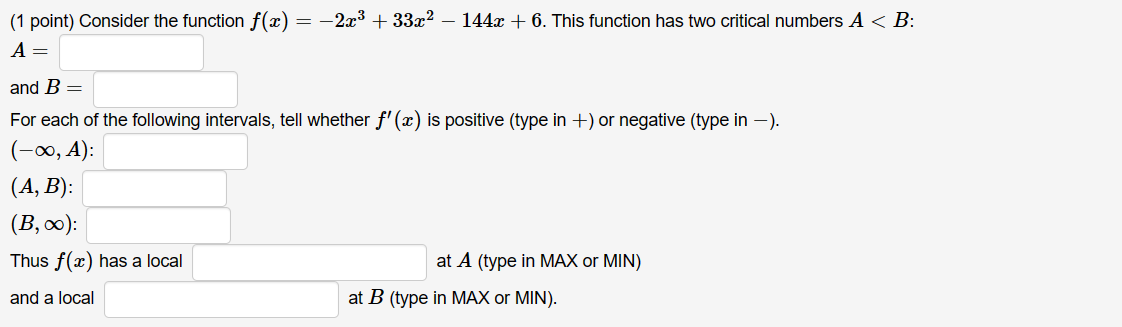 Solved (1 point) Consider the function | Chegg.com