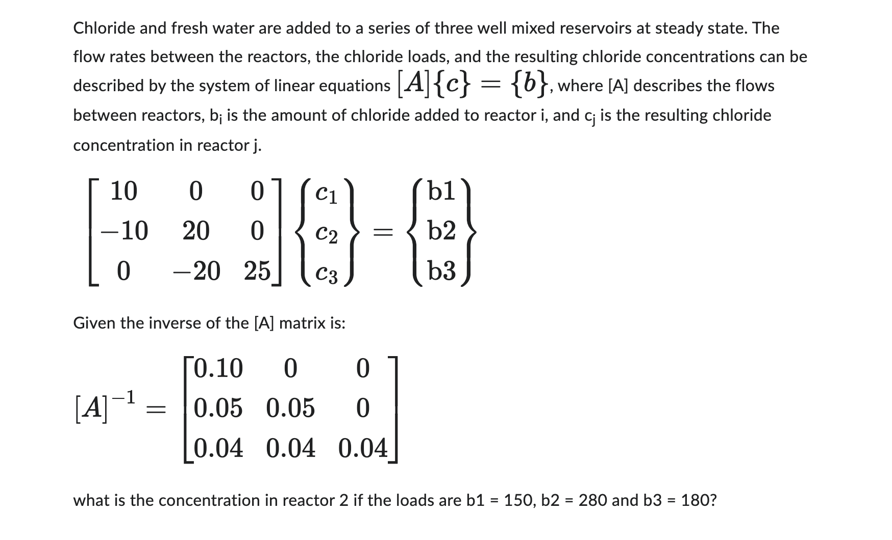 Solved Chloride and fresh water are added to a series of | Chegg.com