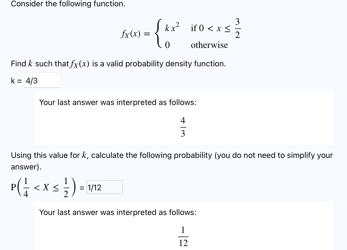 Solved Consider the following function. ? x5 kr? fx(x) = { 3 | Chegg.com
