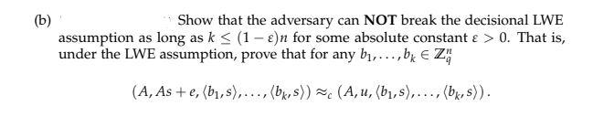 4. (LWE with leakage) Recall the decisional | Chegg.com