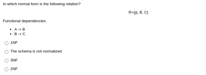 Solved In which normal form is the following relation? | Chegg.com