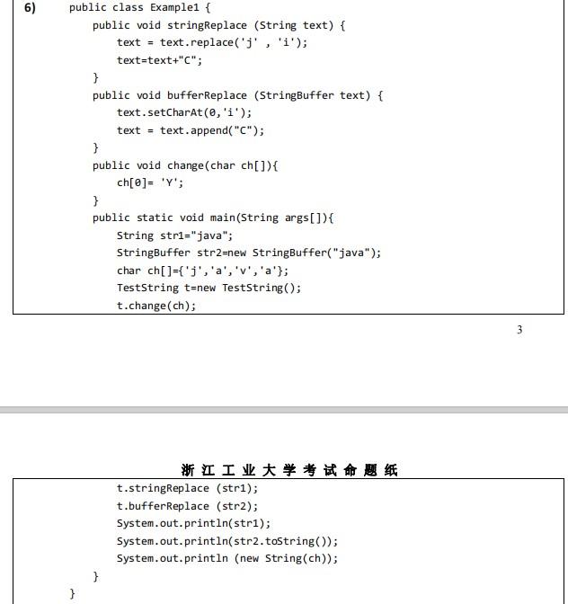 Solved 6) public class Example1 { public void stringReplace | Chegg.com