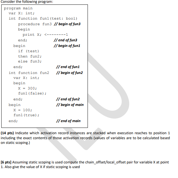 Solved Consider the following program: program main var X: | Chegg.com